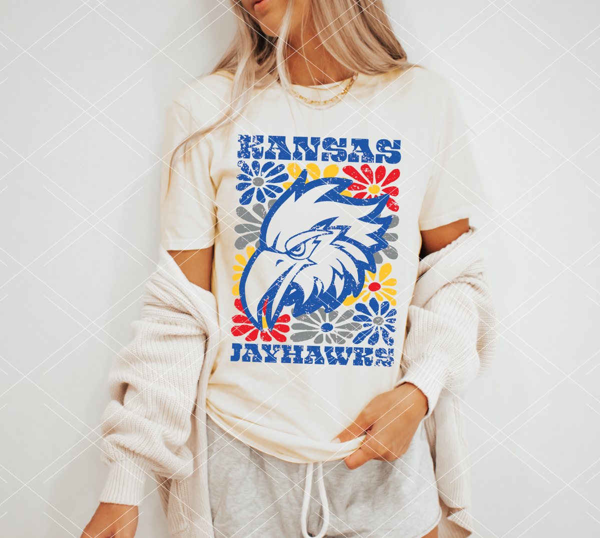 Groovy Floral Mascot Kansas Jayhawks Digital | Anything You Can Screen ...