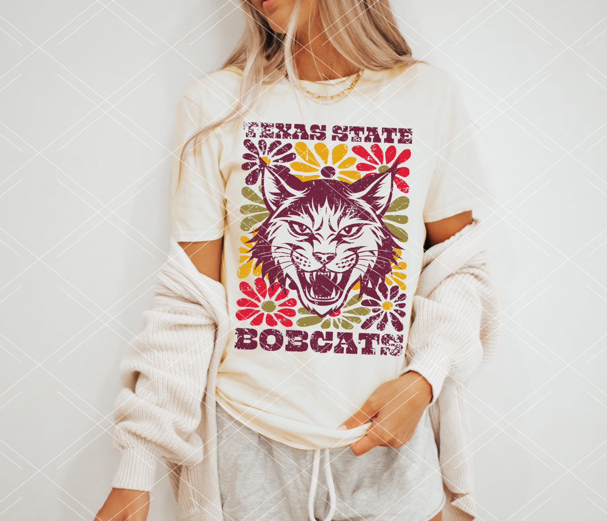 Groovy Floral Mascot Texas Bobcats | Anything You Can Screen, We Can ...